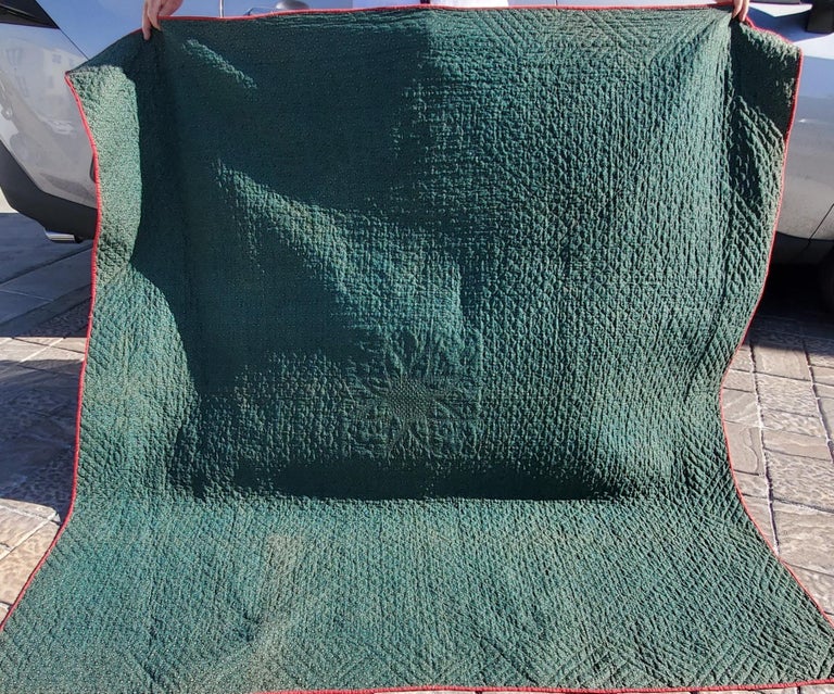19th Century Postage Stamp Saw Tooth Diamond Quilt For Sale at 1stDibs