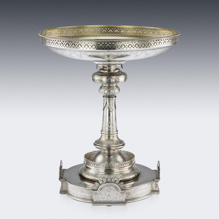 19th Century Russian Pan-Slavic Solid Silver Tazza, Khlebnikov, circa ...