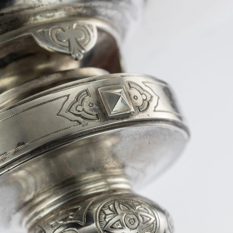 19th Century Russian Pan-Slavic Solid Silver Tazza, Khlebnikov, circa ...