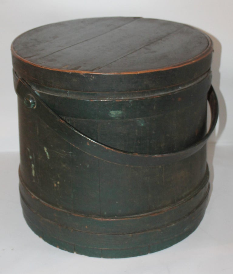 19th Century Set of 2 Original Green Painted Firkins at 1stDibs