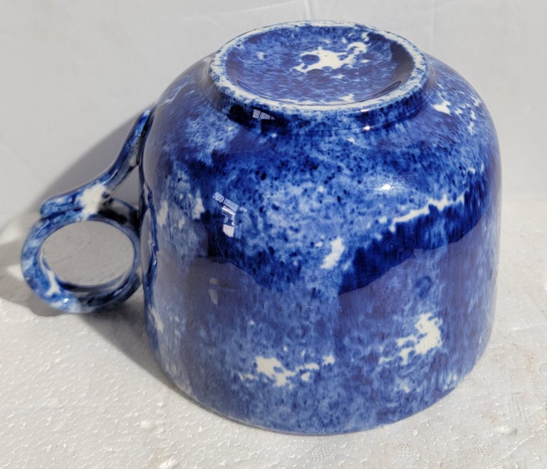 19th C Sponge Mush Cups and Saucers, Set of Four For Sale at 1stDibs