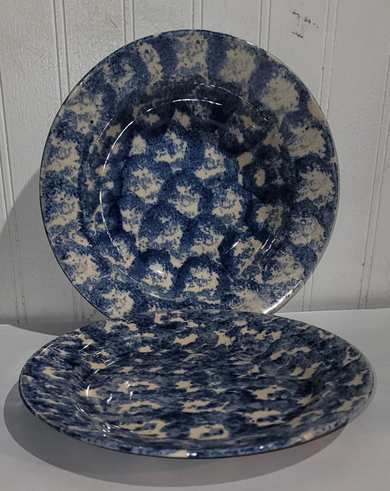 19Thc Sponge Ware Plates and Soup Bowls Set -12Pcs For Sale at 1stDibs