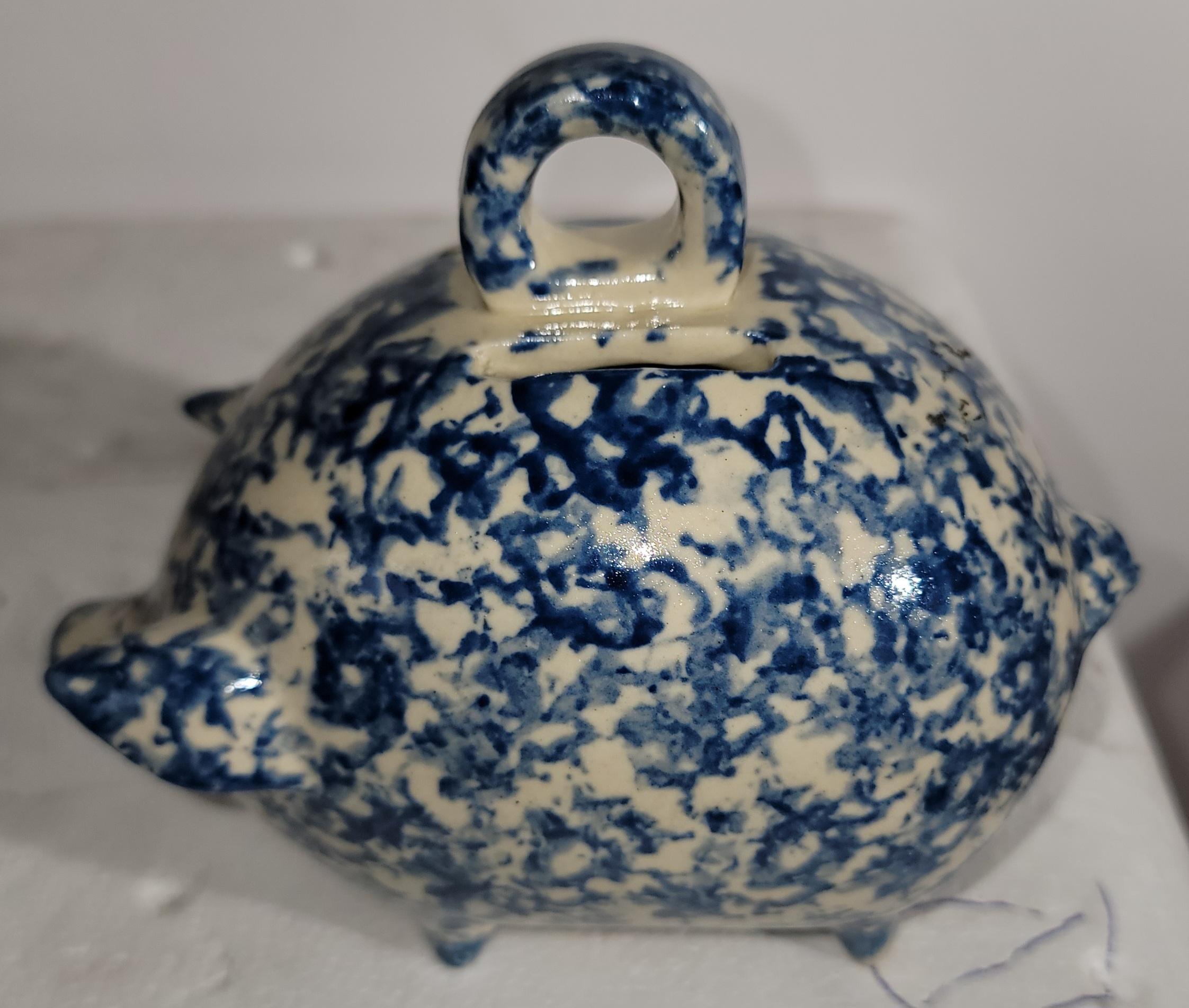 19thc Sponge Ware Pottery Piggy Bank For Sale at 1stDibs