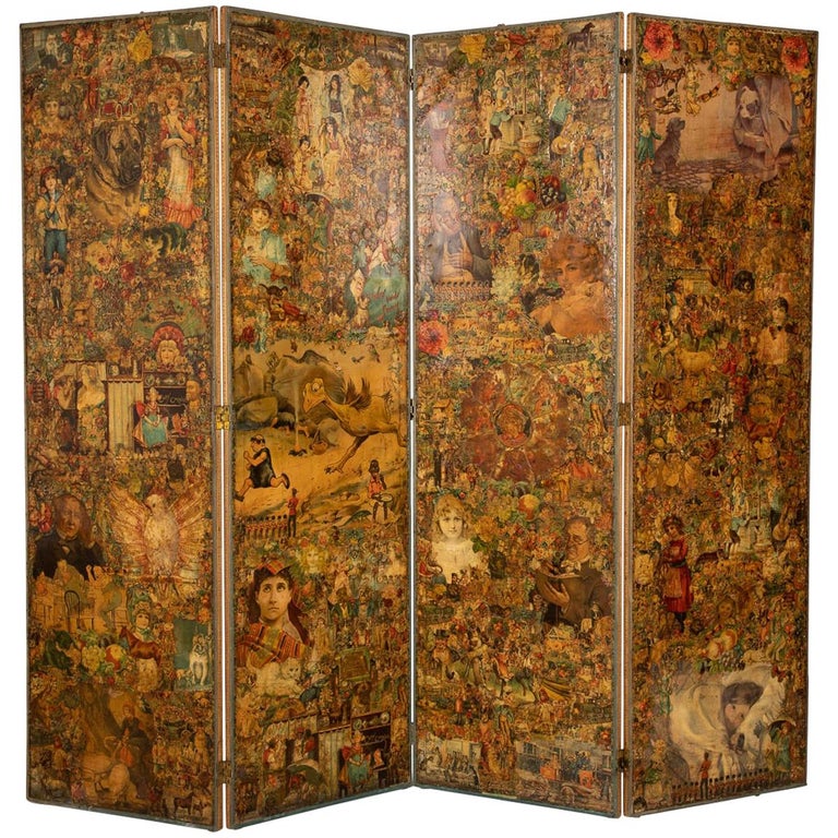 19th Century Victorian Folding Four-Panel Room Divider, circa 1890 at ...