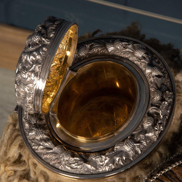 19th Century Victorian Silver Mounted Ram’s Head Snuff Mull, Mckay and ...