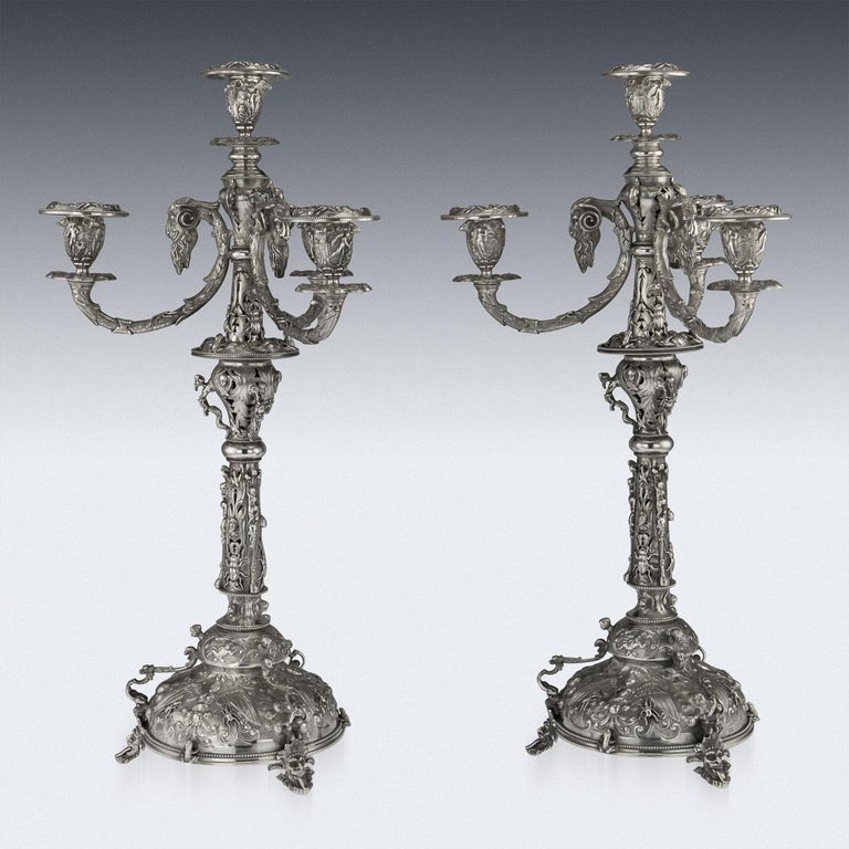 Victorian Solid Silver Set of Four Candelabras, Macrae, circa 1872-1873 ...