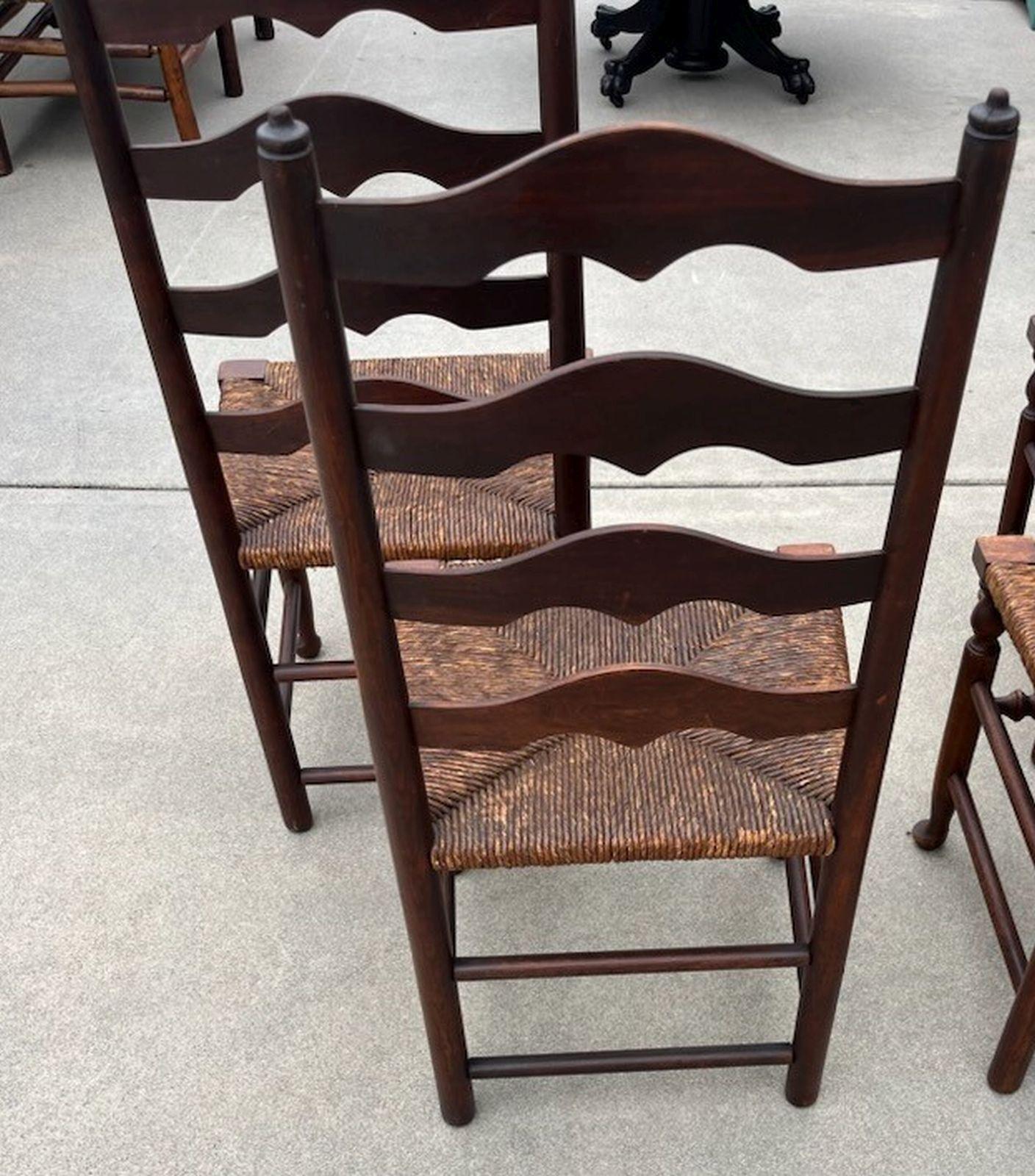 19Thc Walnut Ladder Back Chairs -Set of Four For Sale at 1stDibs