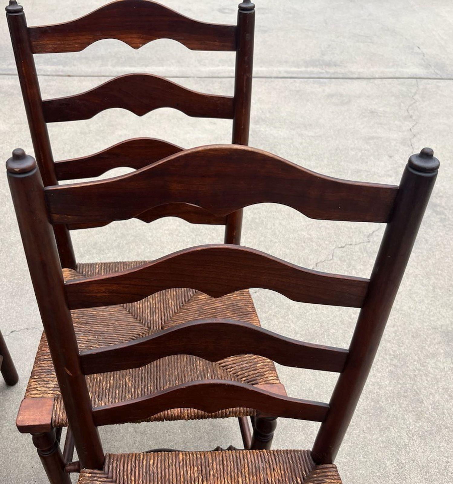 19Thc Walnut Ladder Back Chairs -Set of Four For Sale at 1stDibs