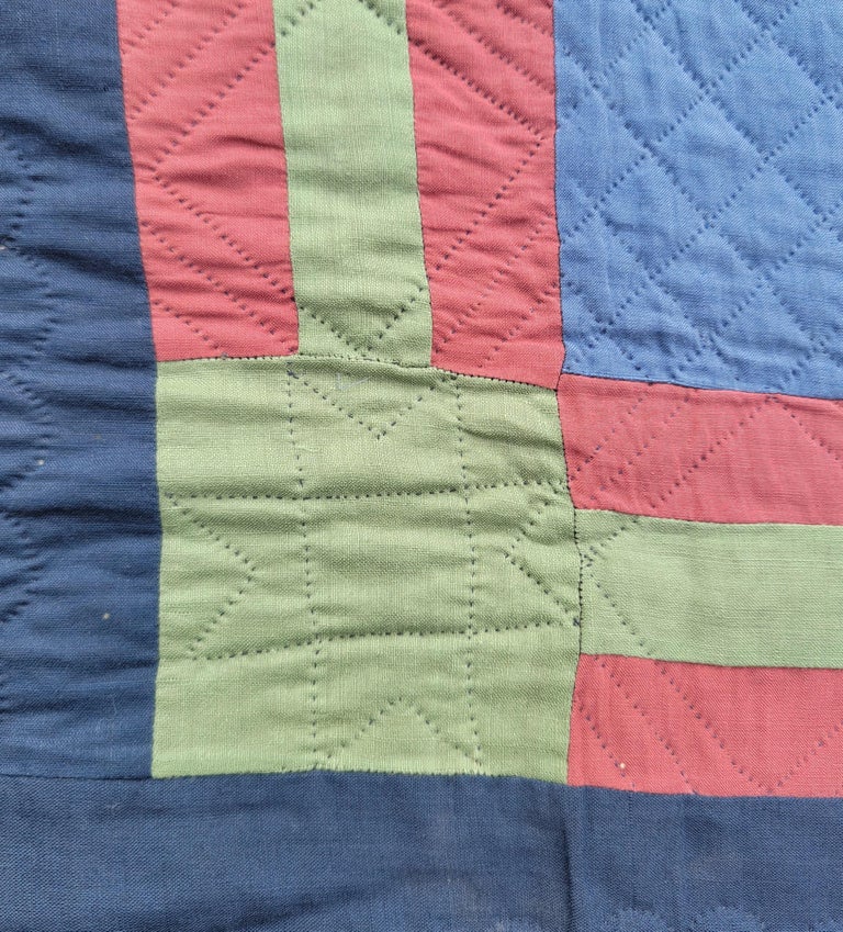 19th Century Wool Amish Square in a Square Quilt For Sale at 1stDibs