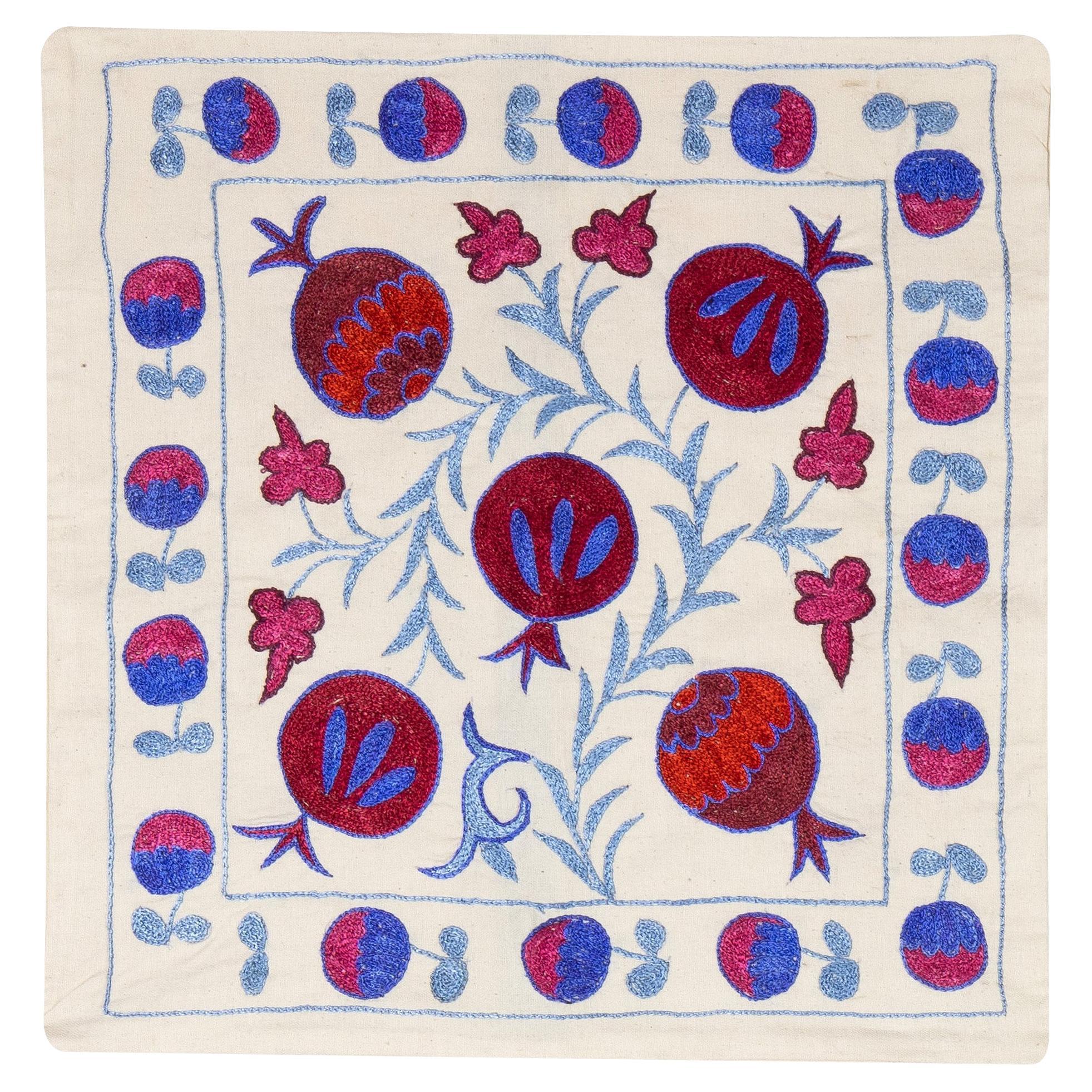 19"x19" Square Decorative Silk Embroidered Suzani Cushion Cover from ...