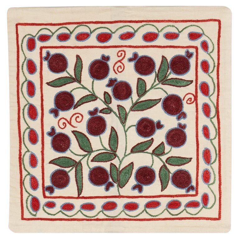 19"x19" New Pomegranate Tree Design Suzani, Uzbek Silk Embroidery ...