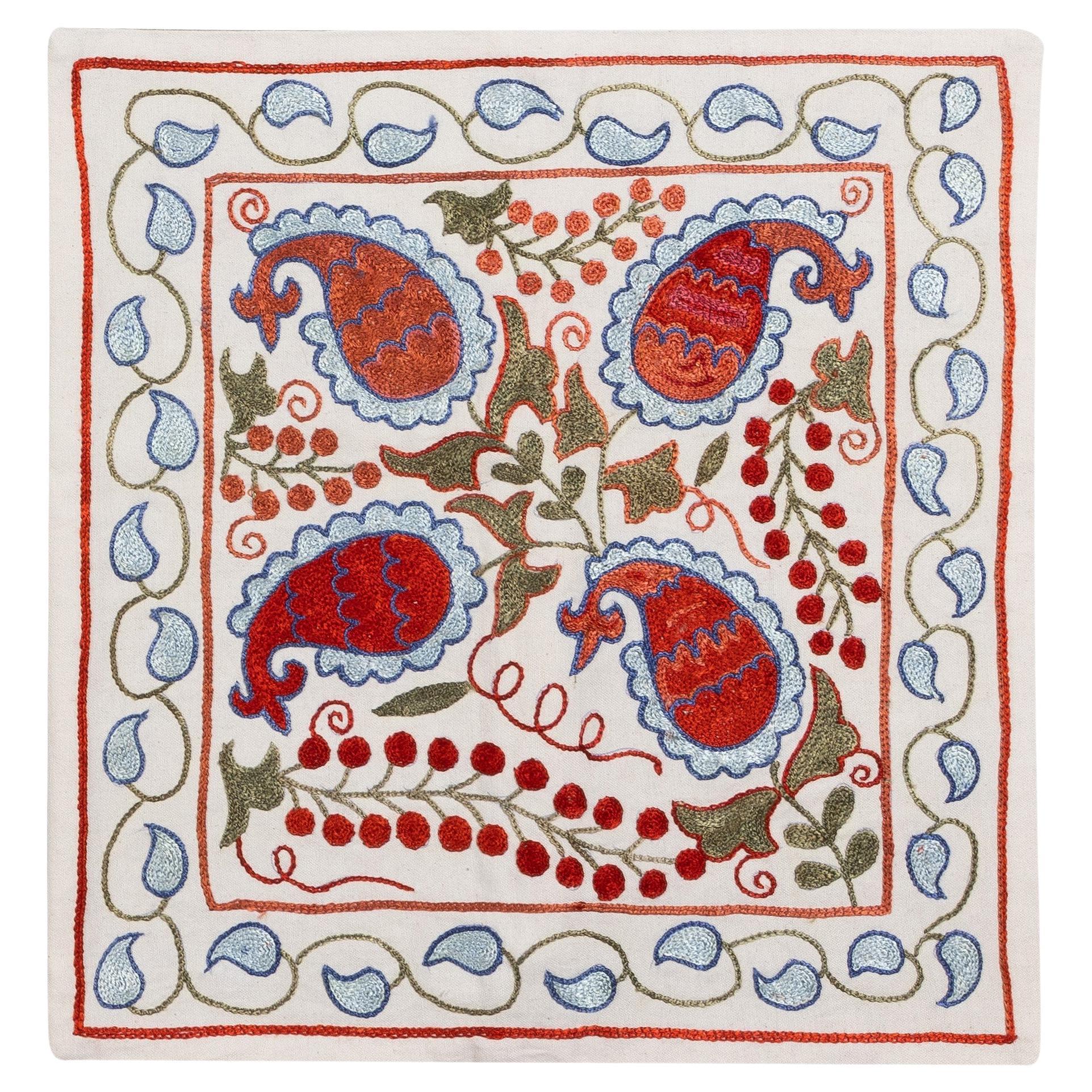 Red and Gold Persian Embroidery Square Panel For Sale at 1stDibs