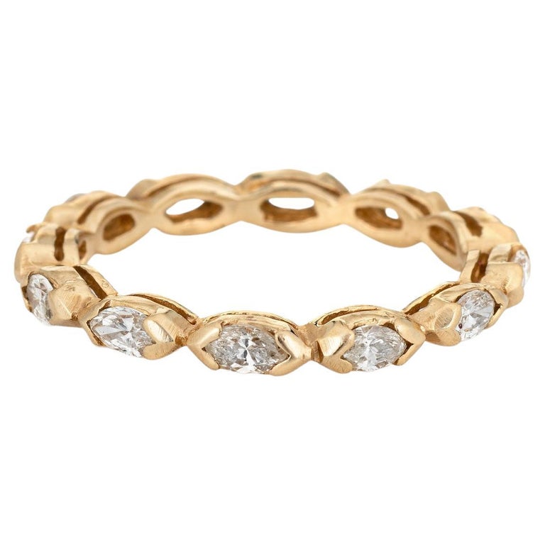 1ct Marquise Diamond Eternity Ring Vintage 14k Yellow Gold Band Jewelry ...