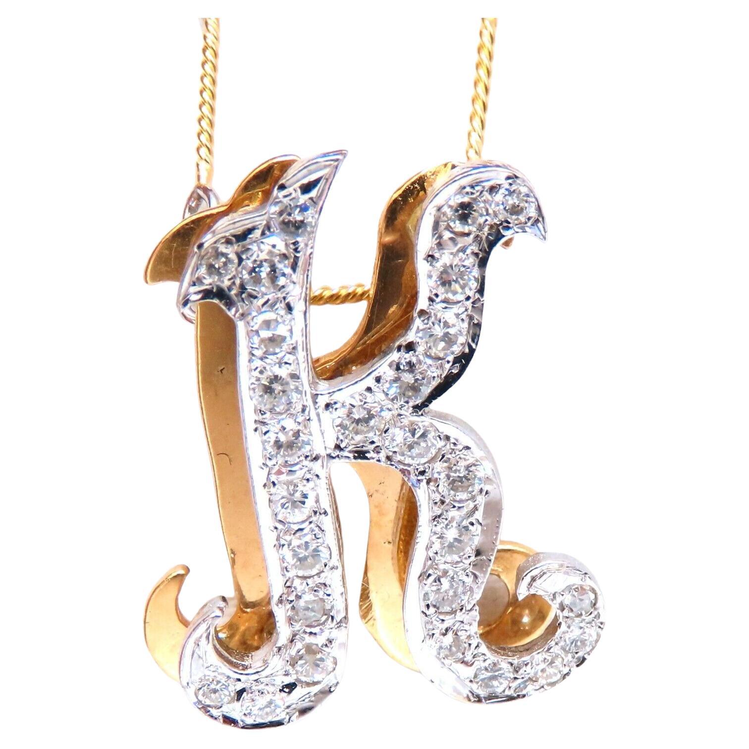 .14ct Natural Diamonds "B" Initial Necklace 14kt For Sale at 1stDibs