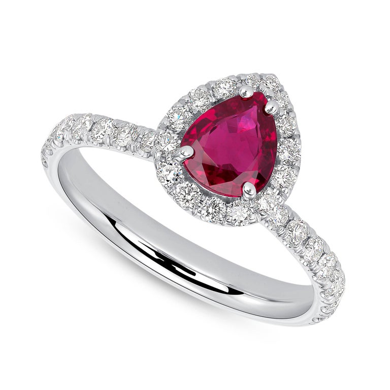 1ct Natural Ruby 18k White Gold Ring For Sale at 1stDibs