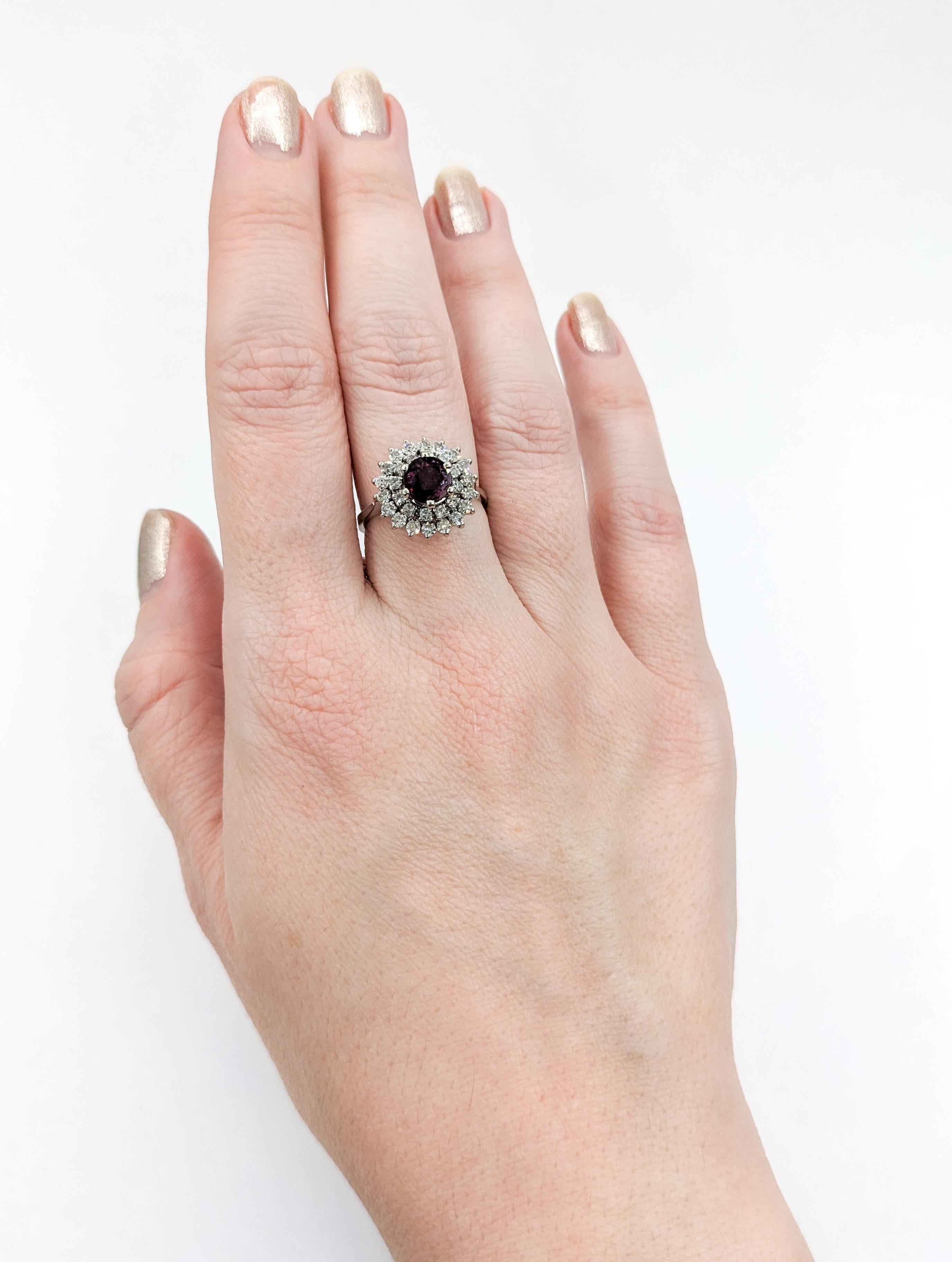 1ct Scarlet Ruby and Diamond Double Halo Ring For Sale at 1stDibs