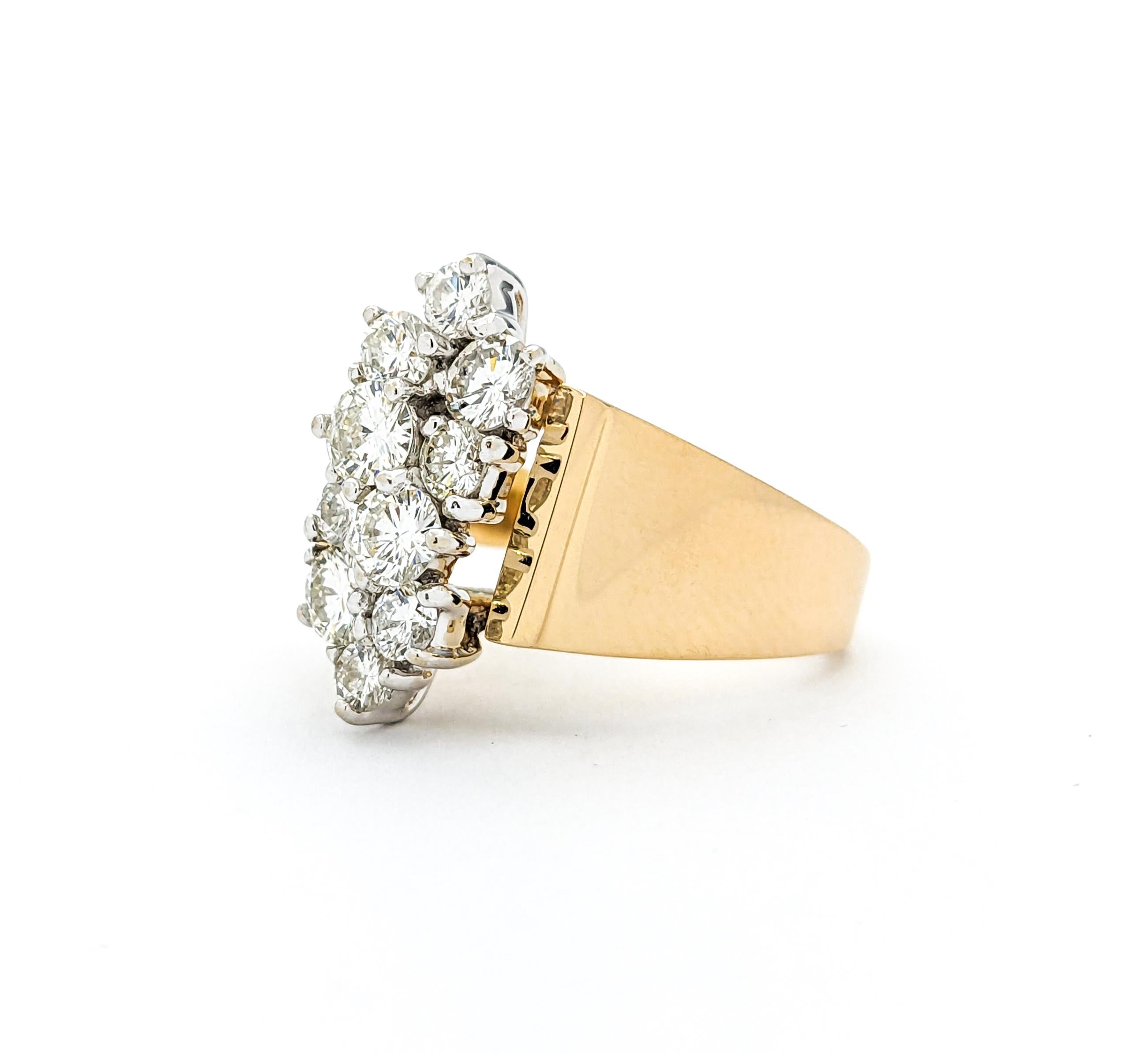 1ctw Diamond Waterfall Ring In Yellow Gold For Sale at 1stDibs
