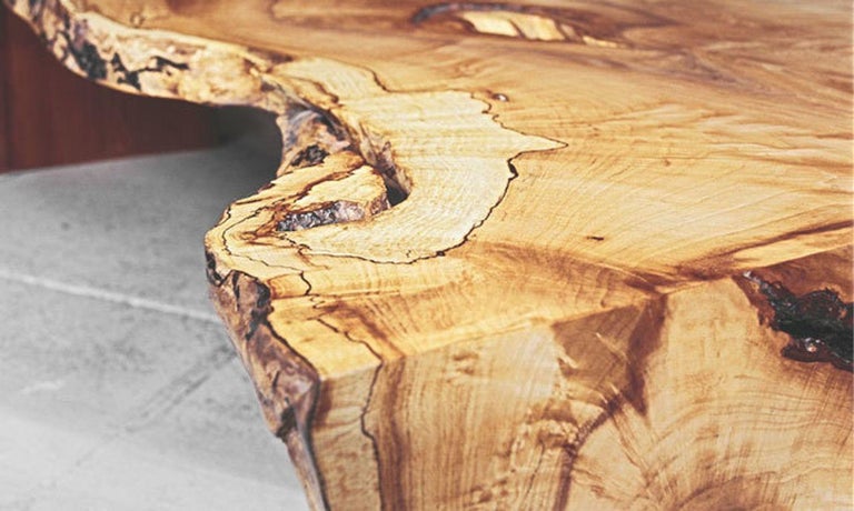 Organic Live Edge 1-Fold Maple Low Table / Bench with Heart Growth Pine ...