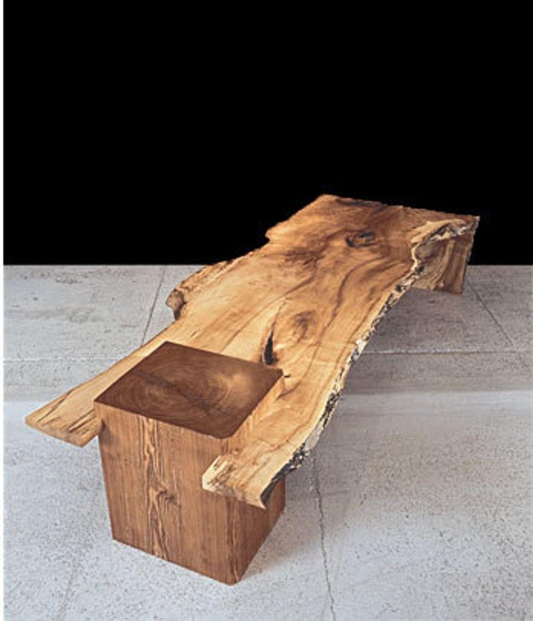 Organic Live Edge 1-Fold Maple Low Table / Bench with Heart Growth Pine ...