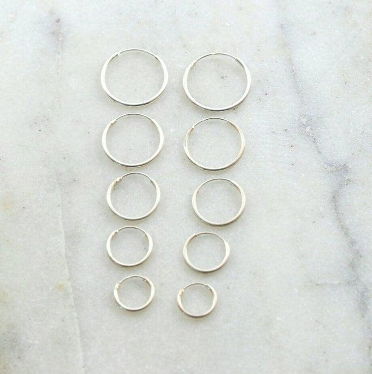 1Pair 925 Sterling Silver Small Endless Hoop Earrings Earring Wire Hook ...