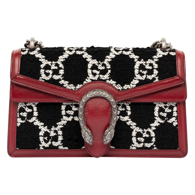 1stdibs Exclusive Gucci Small Dionysus GG Tweed Black, White and Red ...