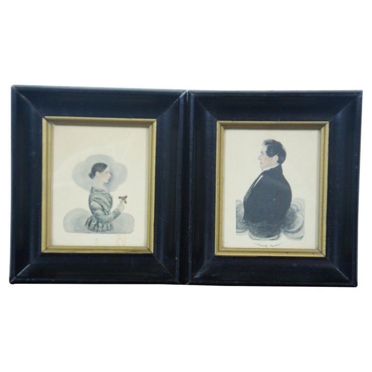 2 19th Century James Sanford Ellsworth Miniature Aquatint Portrait ...