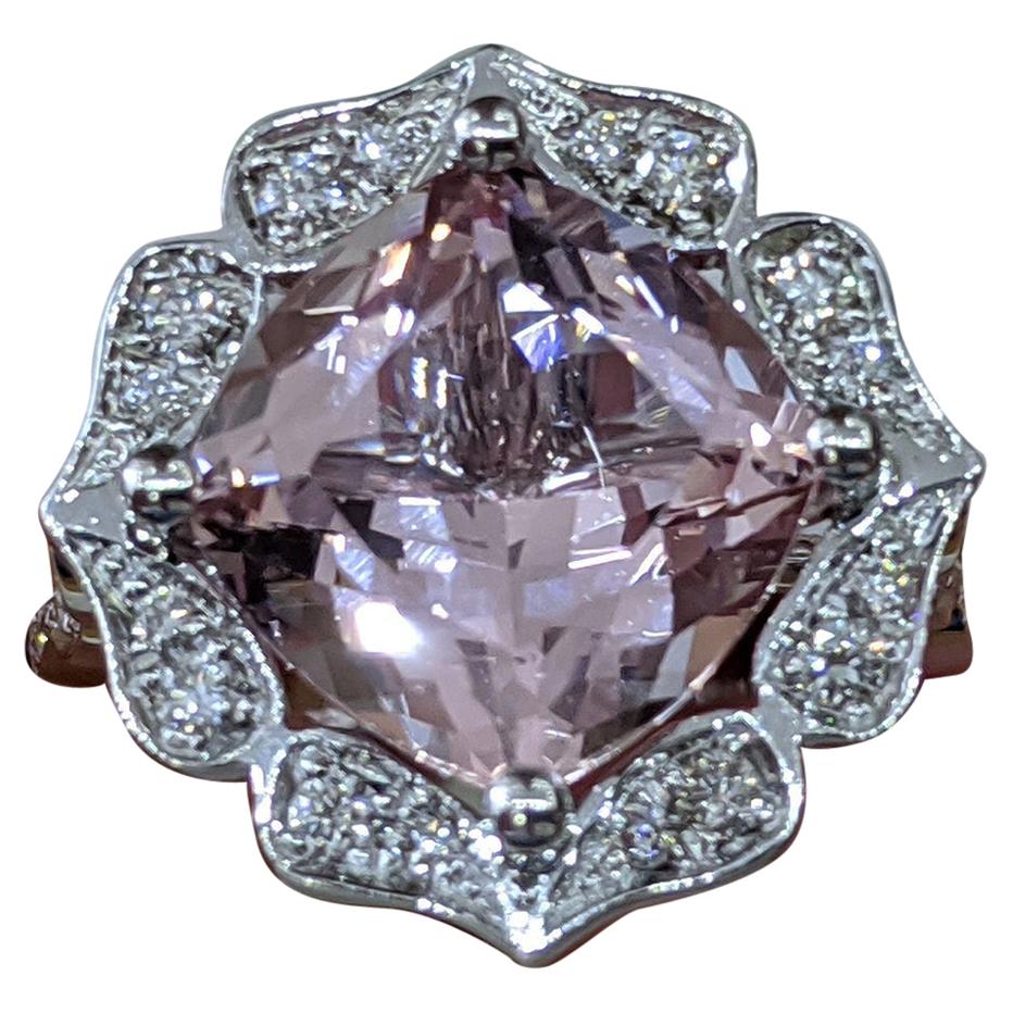 3 Carat Morganite Engagement Ring Rose Gold Cushion Morganite Ring at ...