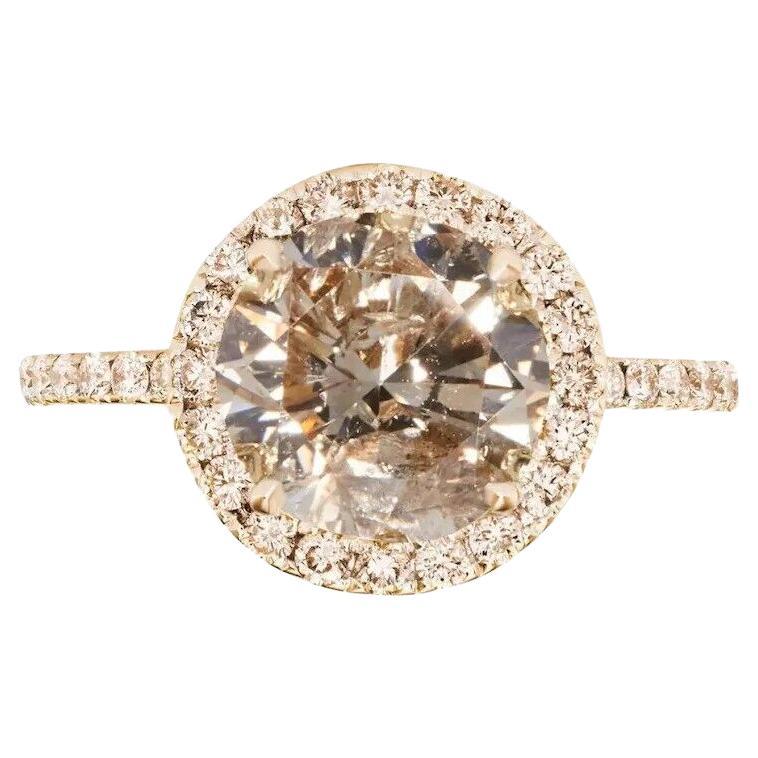 1 1/3 Ct Natural Real Round Solitaire Diamond Halo Engagement Ring 14k ...