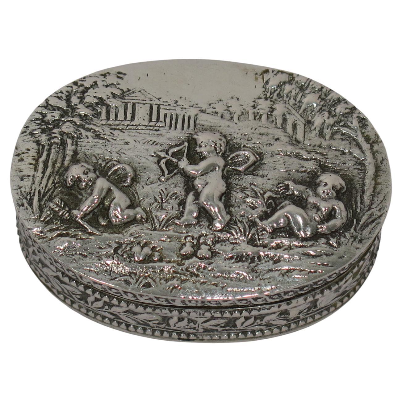 European Silver Antique Dutch River Windmills Rectangular Snuff Box For ...