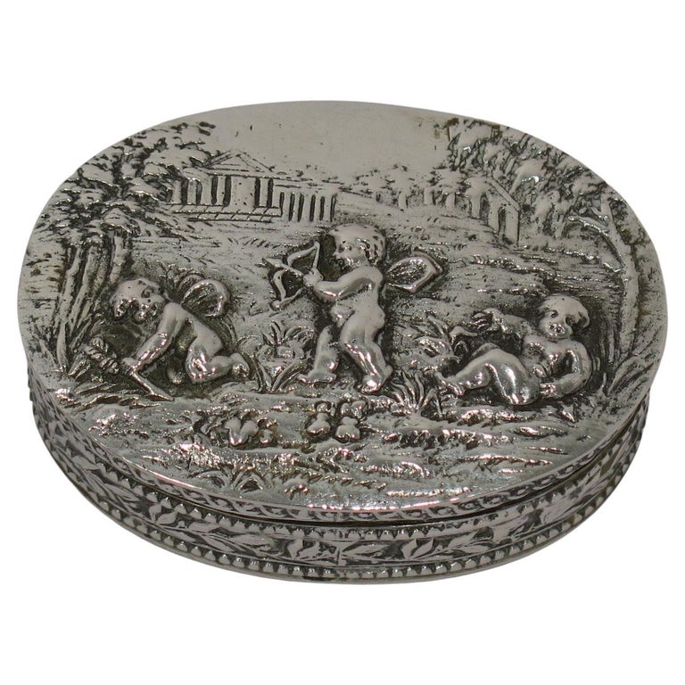 European Silver Gilt Interior Antique German Three Cupids Snuff Box For ...