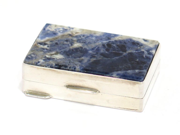 2 3/8 in - European Silver Lapis Top Antique Continental Snuff Box For ...
