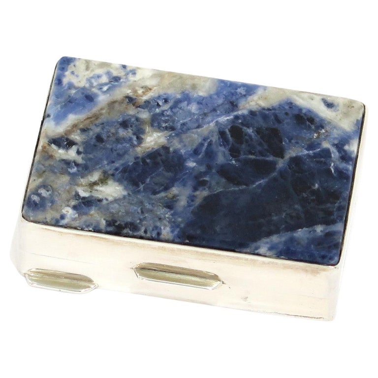 2 3/8 in - European Silver Lapis Top Antique Continental Snuff Box For ...