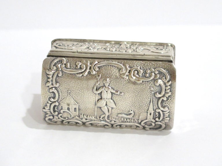European Silver Antique Dutch Religious Theme Chest-Shaped Snuff Box ...