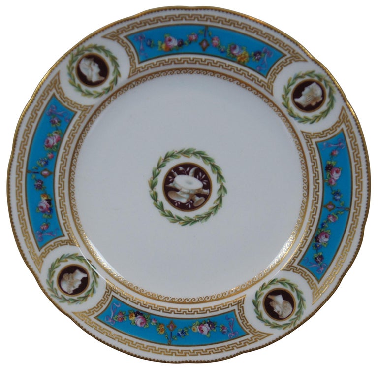 2 Antique 1862 Minton International Exhibition Jeweled Turquoise Plates ...