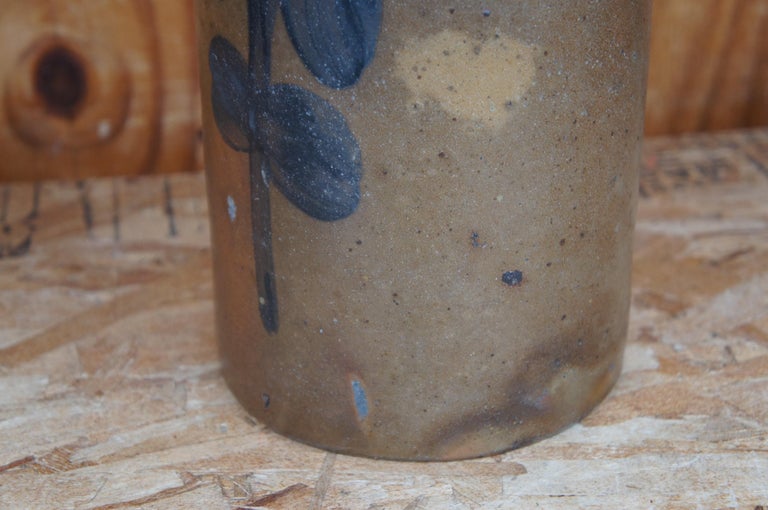 2 Antique 19th C Stoneware Double Clover Peter Herrmann Crock Cobalt ...