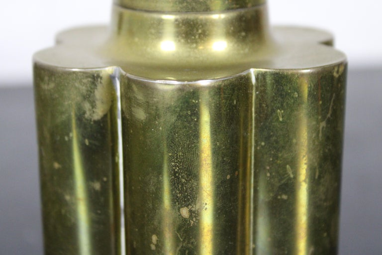 2 Antique Brass Tea Caddy Lidded Canisters Scalloped and Hexagonal ...