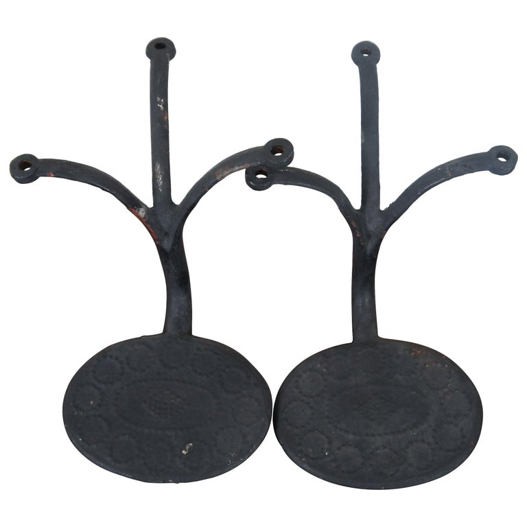 2 Antique Cast Iron Horse Drawn Carriage Buggy Wagon Foot Steps ...