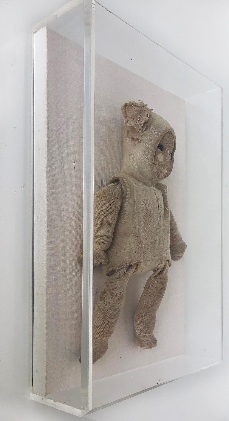 2 Antique Childhood Dolls in Plexiglass Shadow Boxes For Sale at 1stDibs