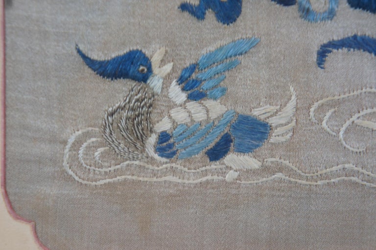 2 Antique Chinese Qing Dynasty Silk Court Rank Military Duck Buzi ...