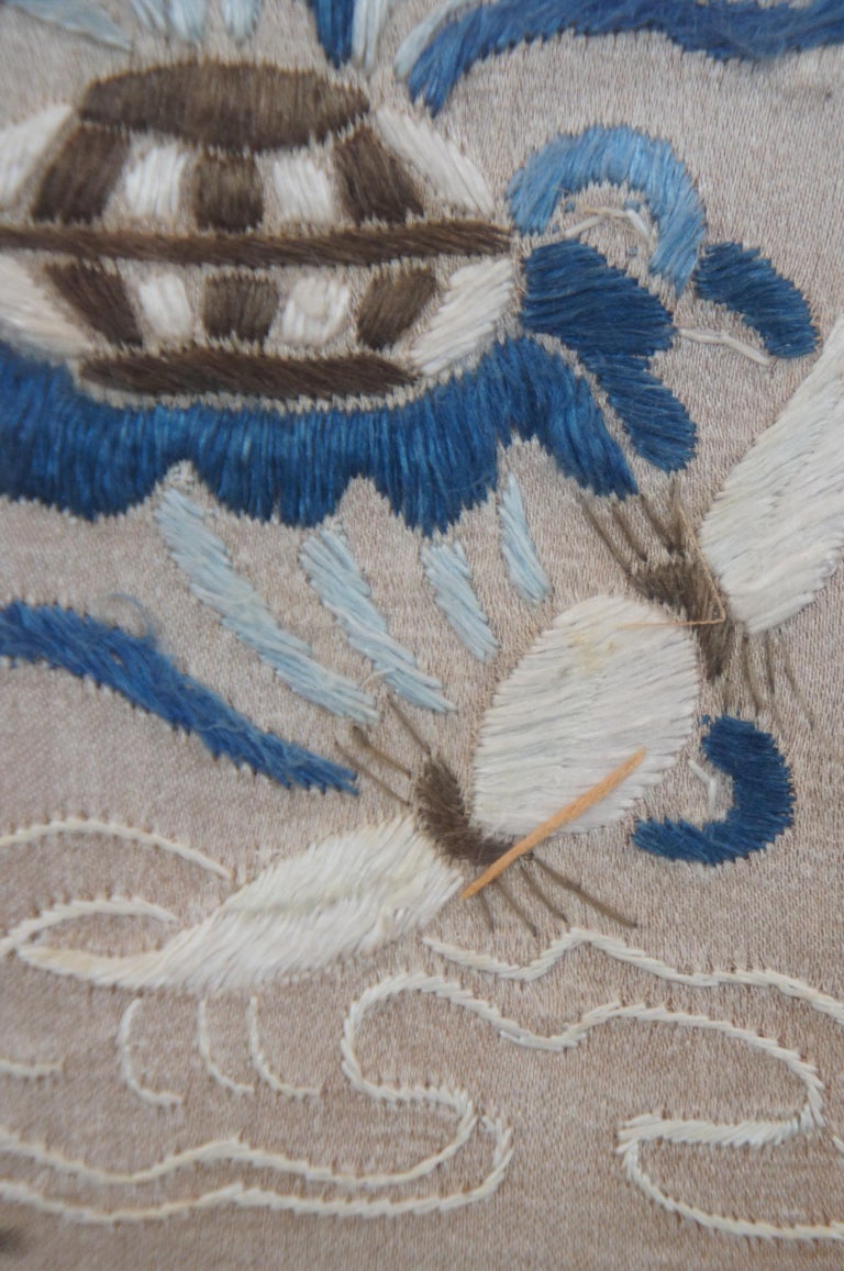 2 Antique Chinese Qing Dynasty Silk Court Rank Military Duck Buzi ...