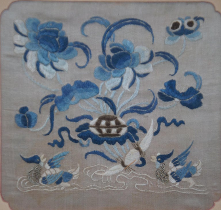 2 Antique Chinese Qing Dynasty Silk Court Rank Military Duck Buzi ...