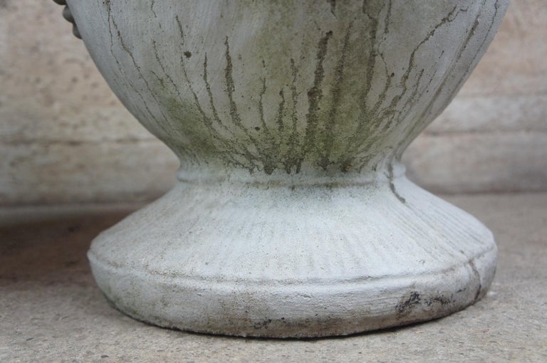 2 Antique Concrete Grecian Greek Key and Grape Garden Flower Planters ...