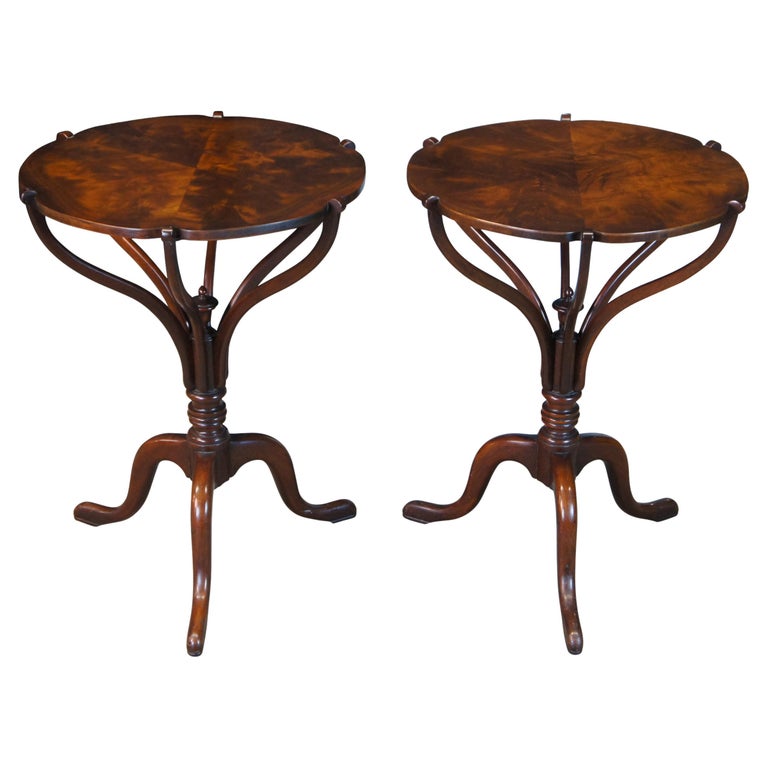 2 Antique English Georgian Mahogany Scalloped Pie Crust Pedestal Side ...