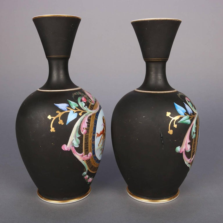 Two Antique French Classical Hand-Painted and Gilt Old Paris Porcelain ...