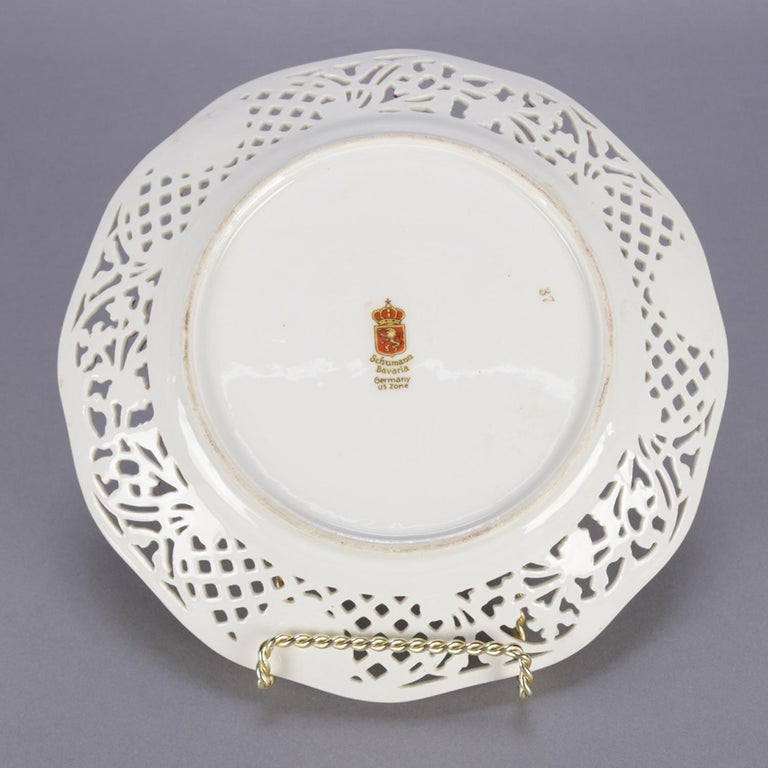 2 Antique German Pierced Hand Painted and Gilt Floral Porcelain Plates ...