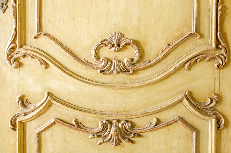 2 Antiques Baroque Doors Lacquered Yellow and Gilded, Mirror Updoor ...