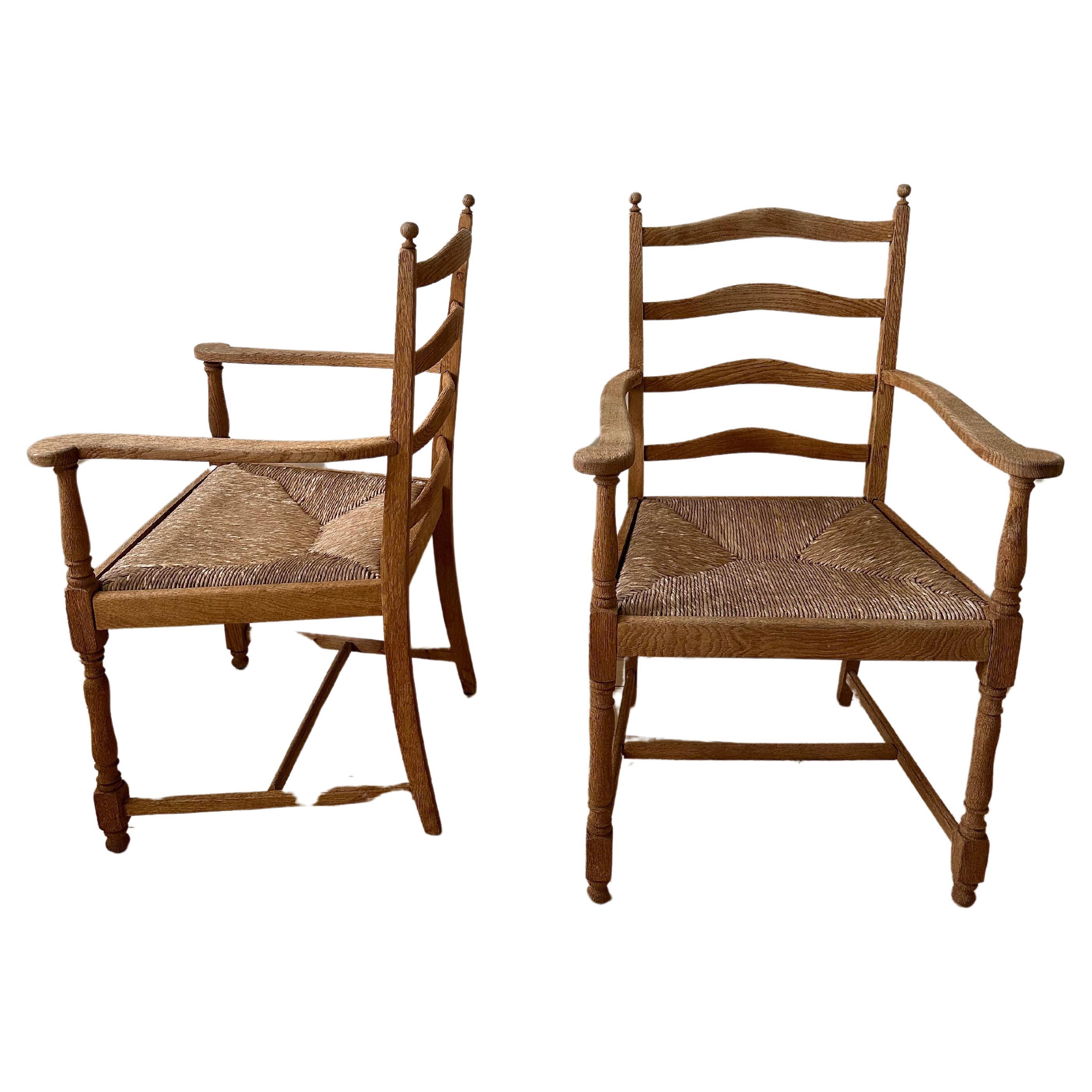 2 armchairs with classic french straw seat For Sale at 1stDibs