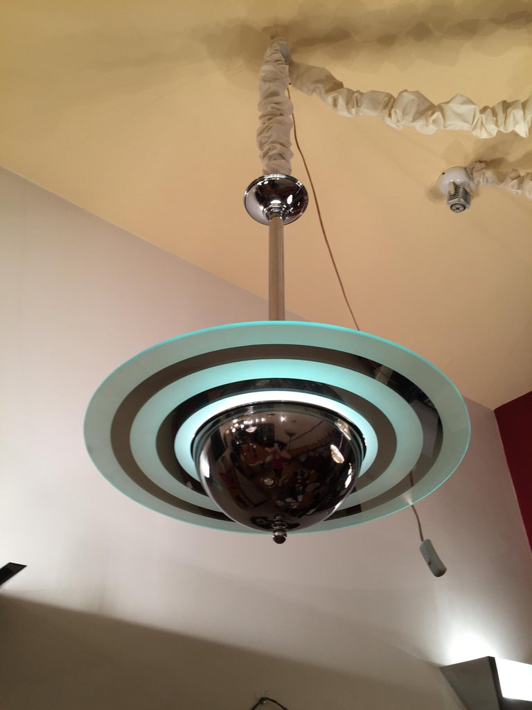 2 Art Deco Plates, 1930, German, Materials, Chrome, Glass and Mirror ...