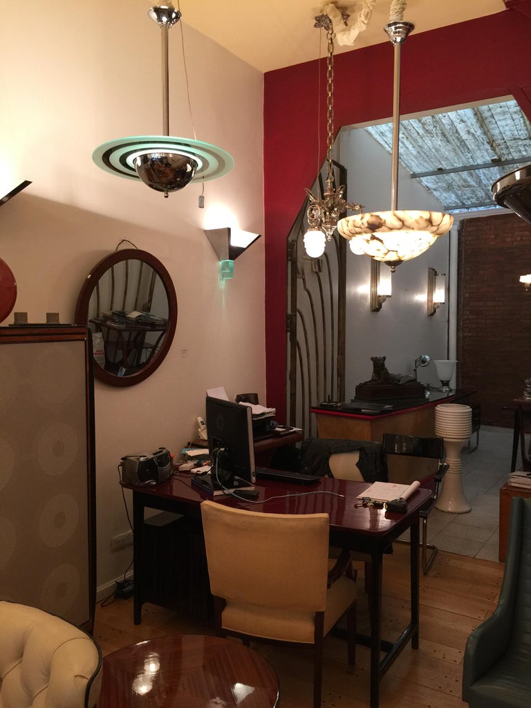 2 Art Deco Plates, 1930, German, Materials, Chrome, Glass and Mirror ...