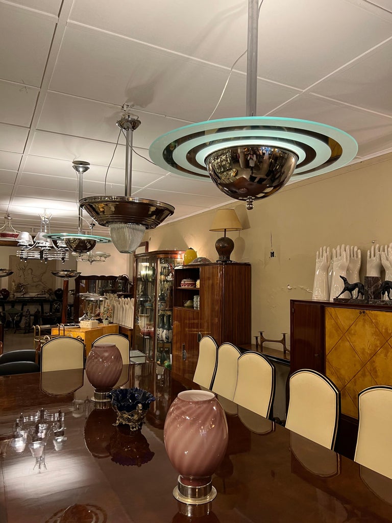 2 Art Deco Plates, 1930, German, Materials, Chrome, Glass and Mirror ...